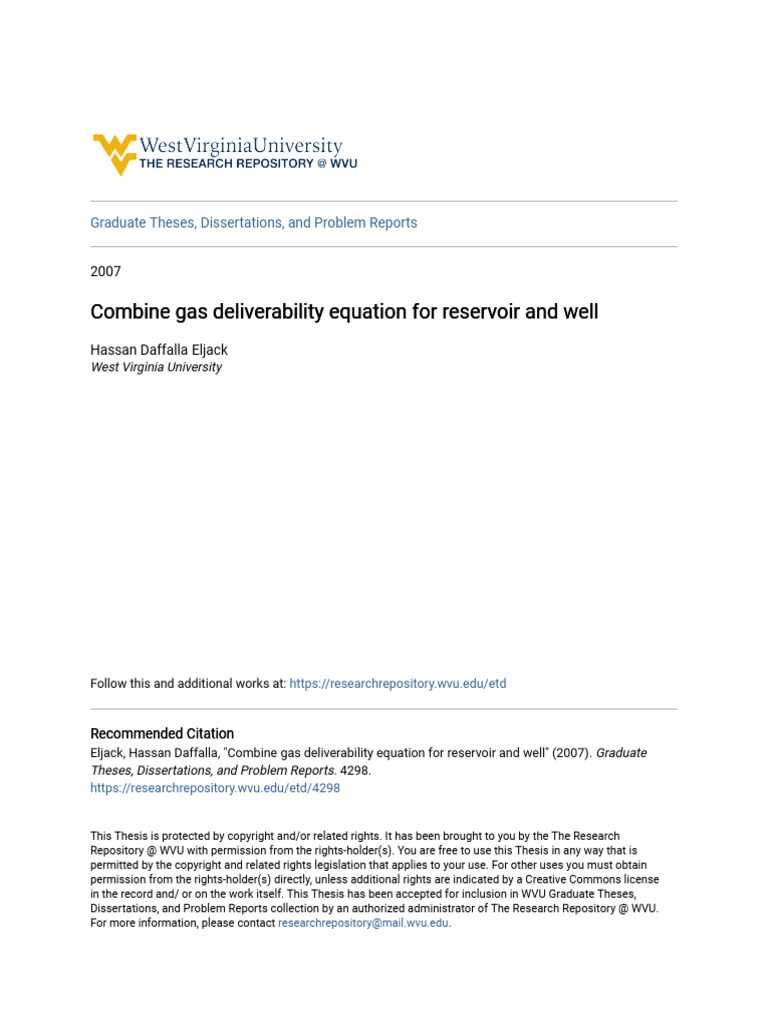 Combine Gas Deliverability Equation For Reservoir and Well | PDF