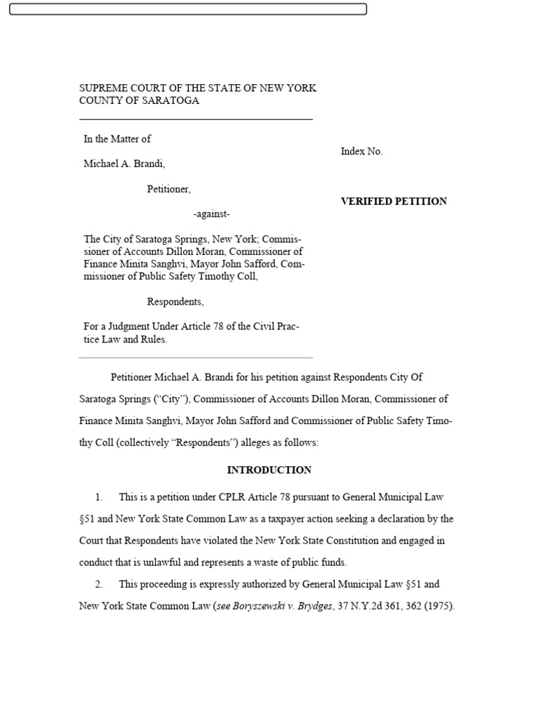 EF20242696 Michael A Brandi V Michael A Brandi PETITION 1 | PDF | Indemnity | Injunction