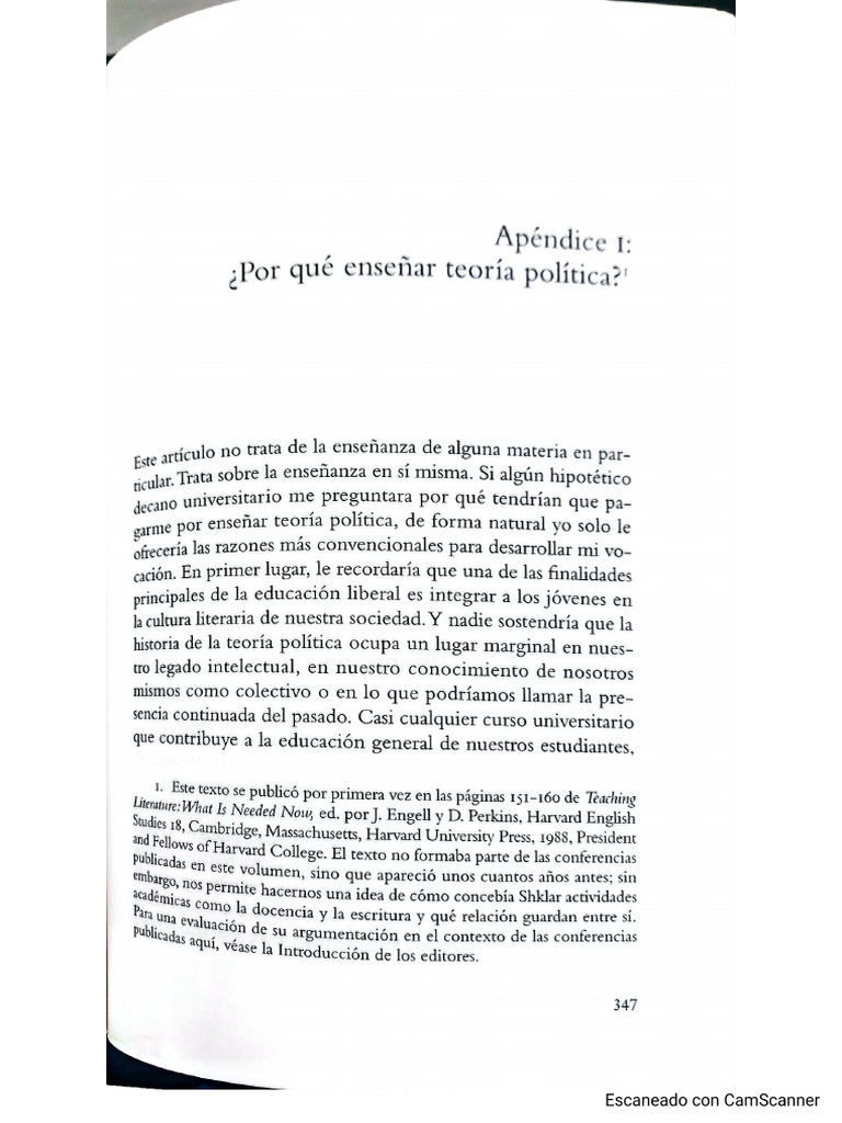 Por Qué Enseñar Teoría Política - Shklar | PDF