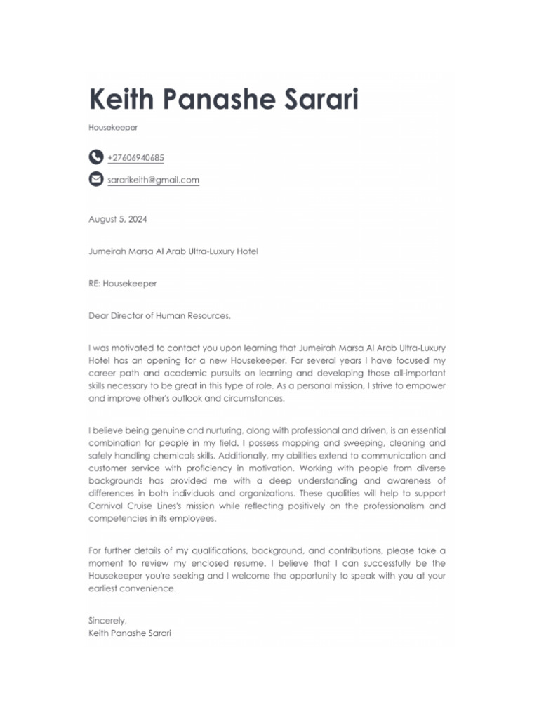 Cover Letter | PDF