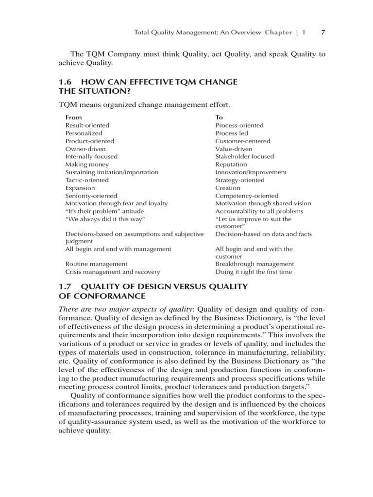 Total Quality Management Key Concepts and Case Stu... - (Chapter 1 ...