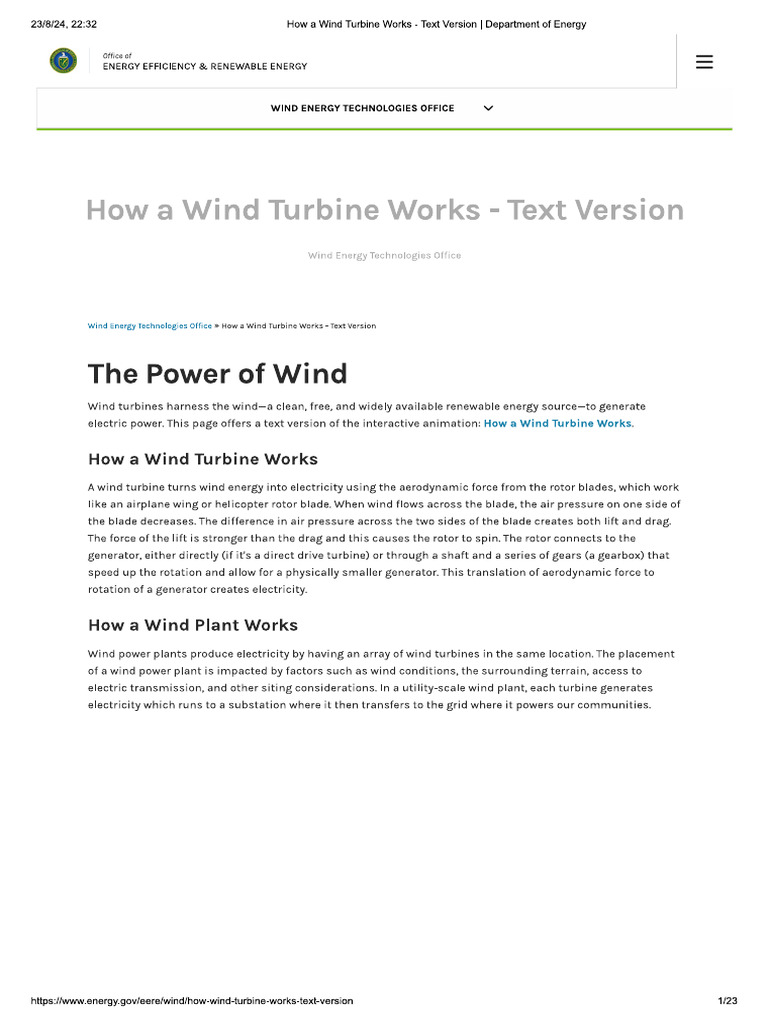 How A Wind Turbine Works Text Version Department Of Energy Pdf
