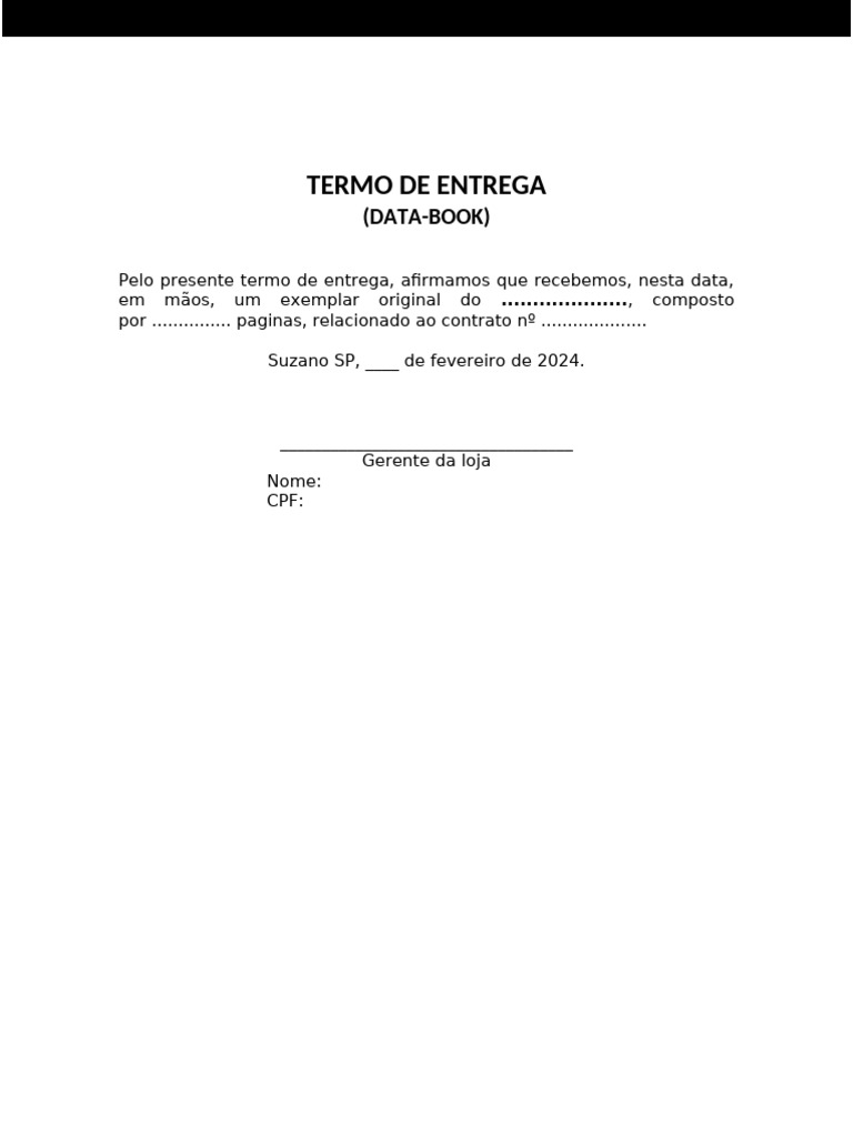 Modelo Termo de Entrega - Formulario | PDF
