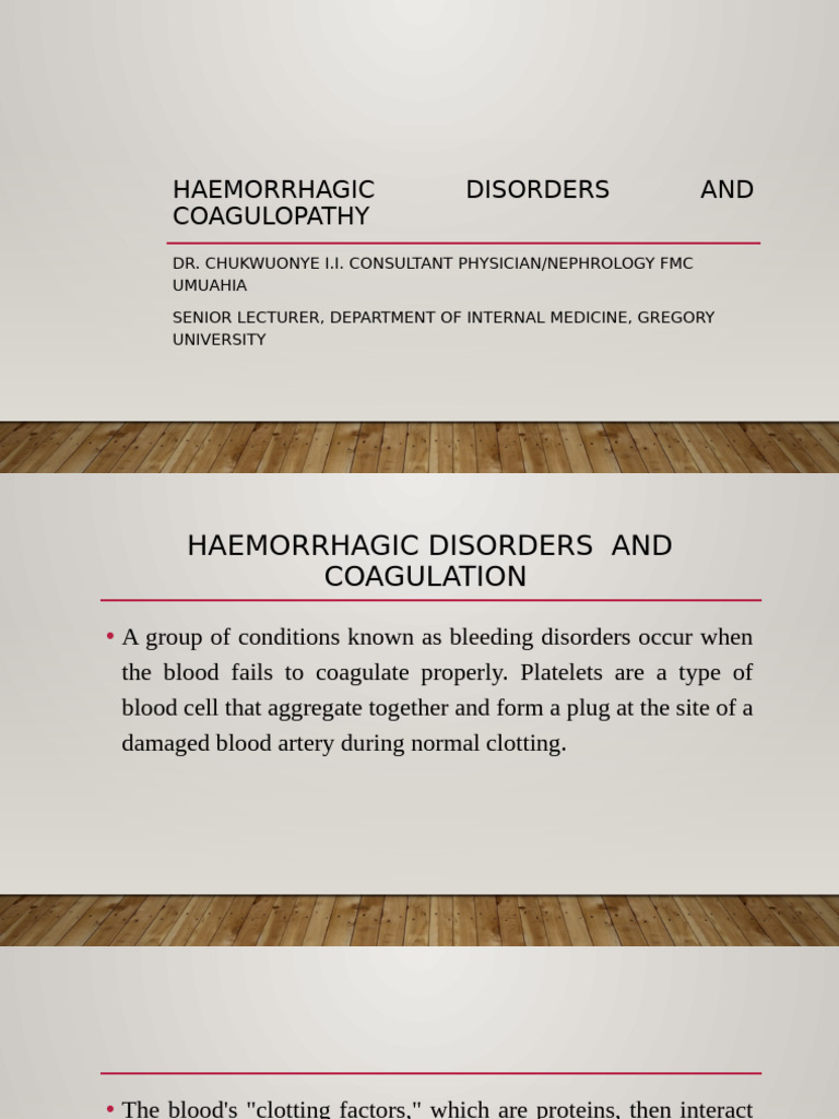 Haemorrhagic Disorders and Coagulopathy | PDF