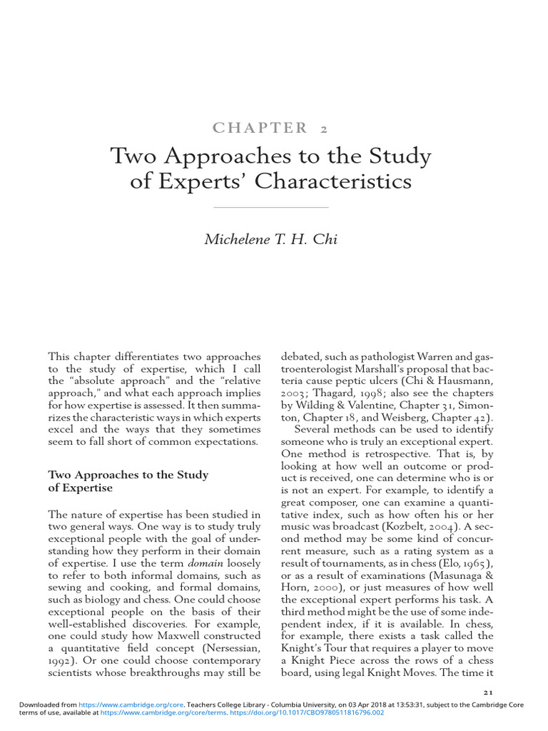 Two Approaches To The Study of Experts Characteristics | PDF | Expert ...