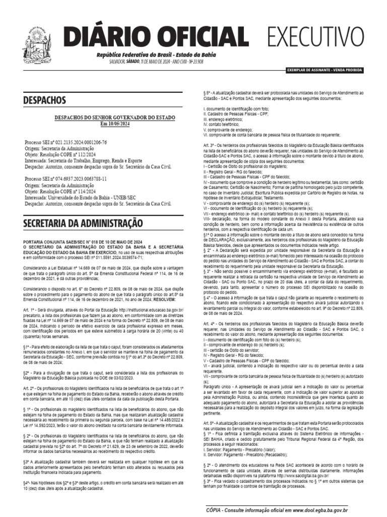 Diário Oficial Precatório pg1 | PDF