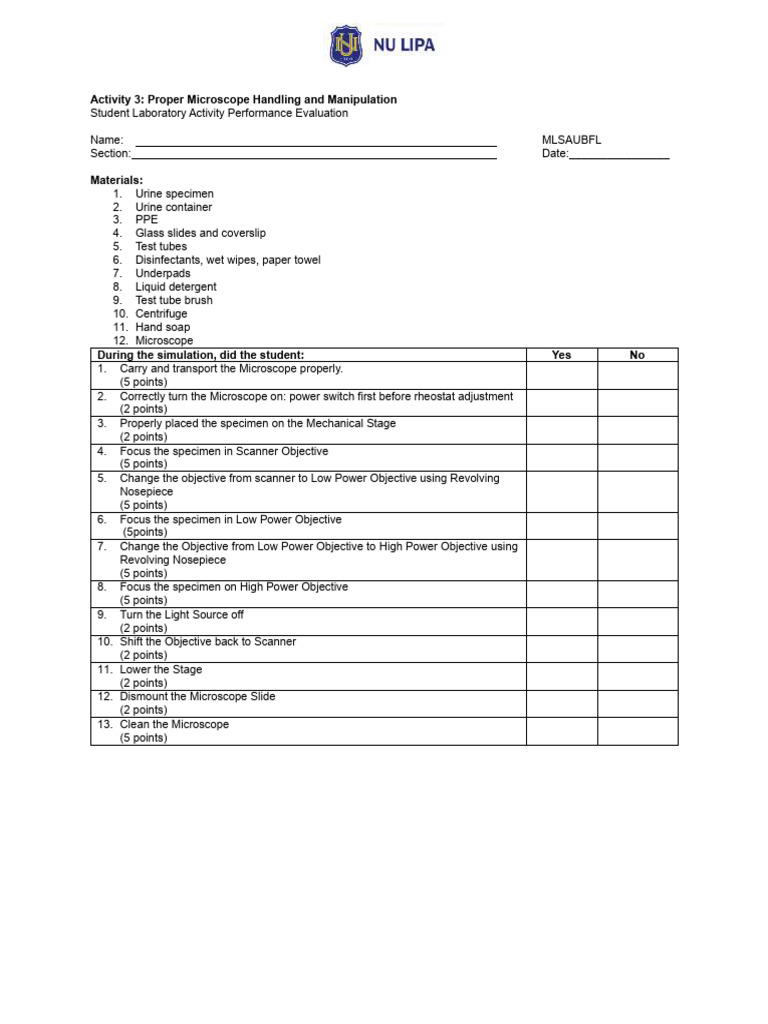 Activity 2 Proper Handling and Manipulation of Microscope | PDF