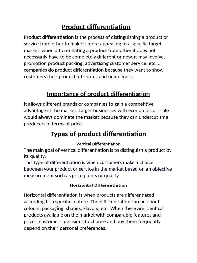Product Differentiation | PDF