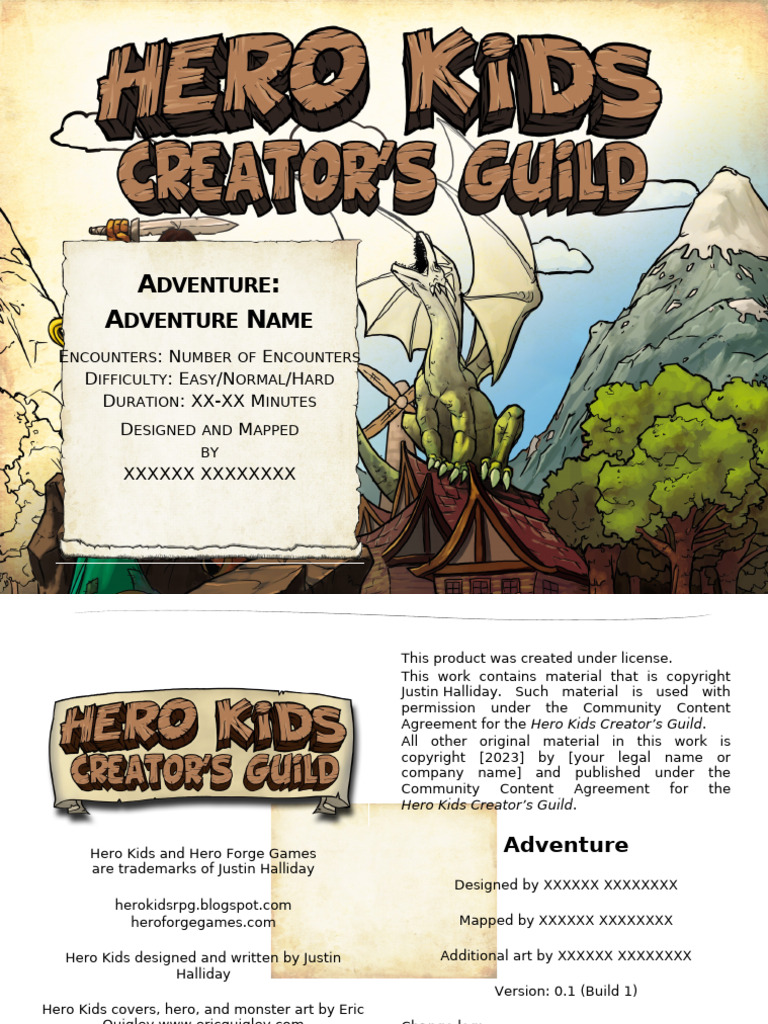 Hero Kids - Creators Guild - Fantasy Adventure - Template | PDF