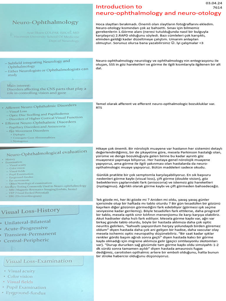 7614 Intro To Neuro-Ophthalmology and Neuro-Otology | PDF