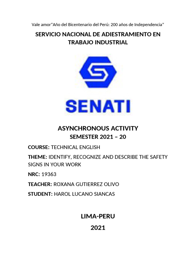 Trabajo Final - Ingles Tecnico Senati PDF | PDF