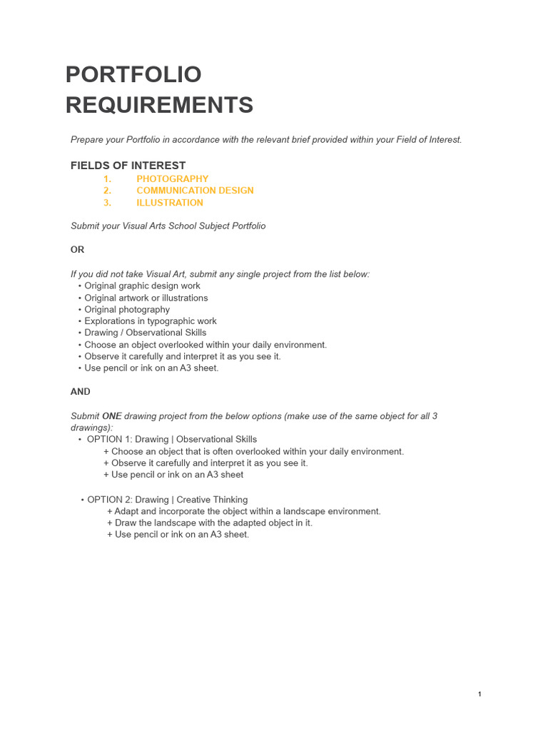 UPDATED PORTFOLIO-REQUIREMENTS-2022 | PDF