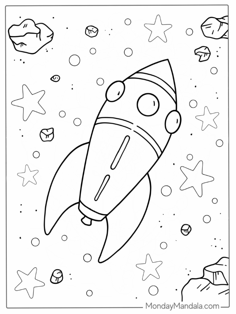Easy Outline of A Rocket To Color For Preschoolers | PDF