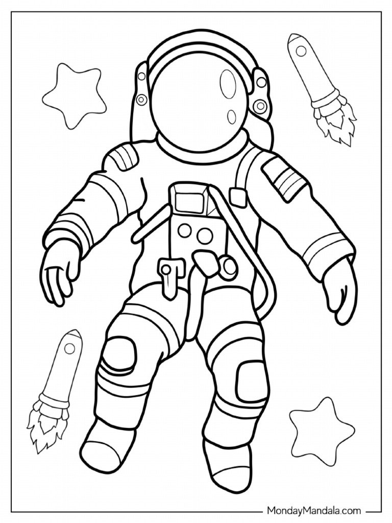 Coloring Page of Astronaut With Large Space Suit | PDF