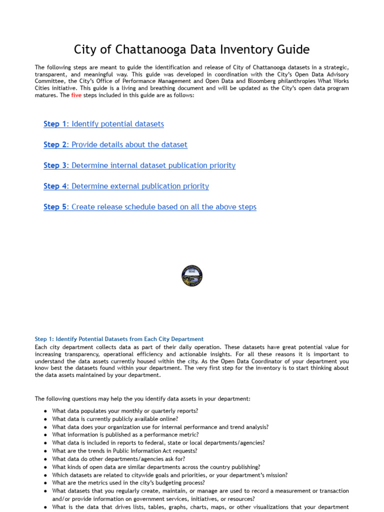 Chattanooga Data Inventory Guide | PDF | Data | Spreadsheet