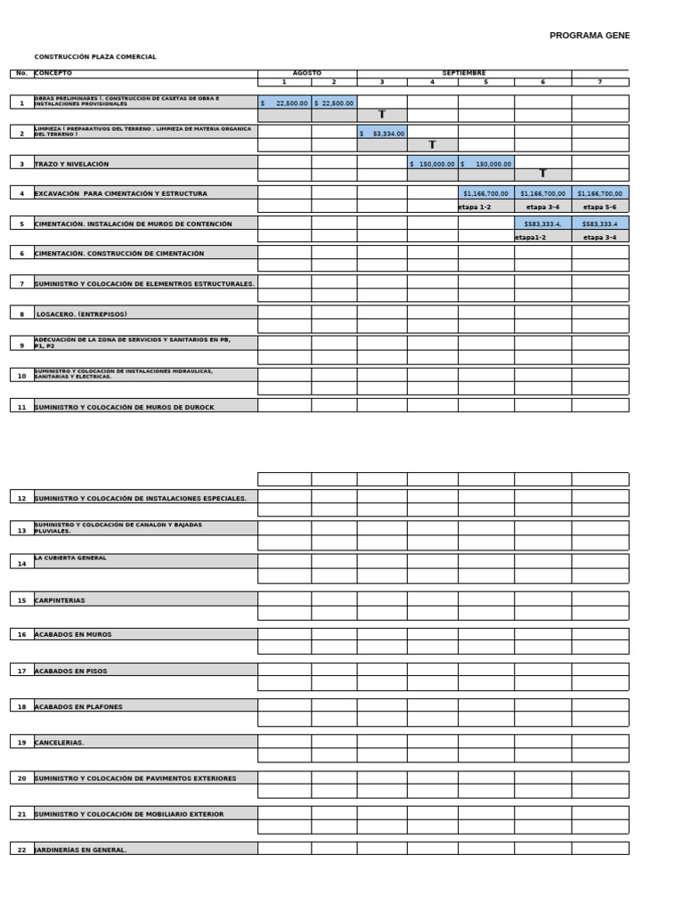 Programa de Avance de Obra Comercial | PDF