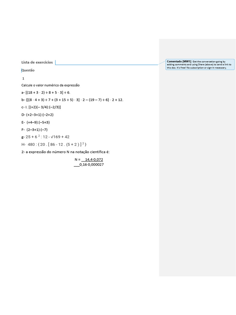 Exercicio Matem | PDF