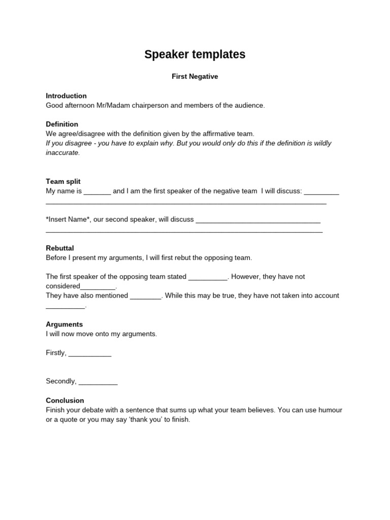 Negative Speaker Roles | PDF