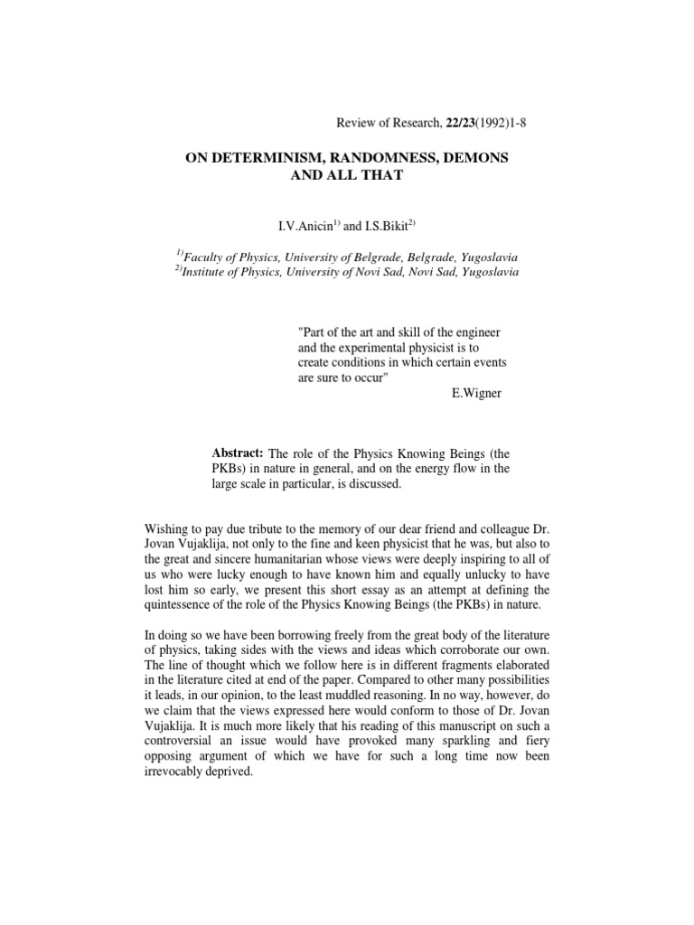 On Determinism, Randomness, Demons and All That | PDF | Determinism | System