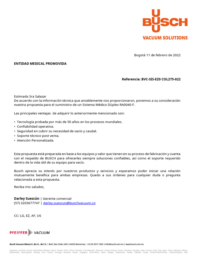 Col 275-22 Sistema Duplex 2HP Entidad Medical Promovida - 11022022 | PDF