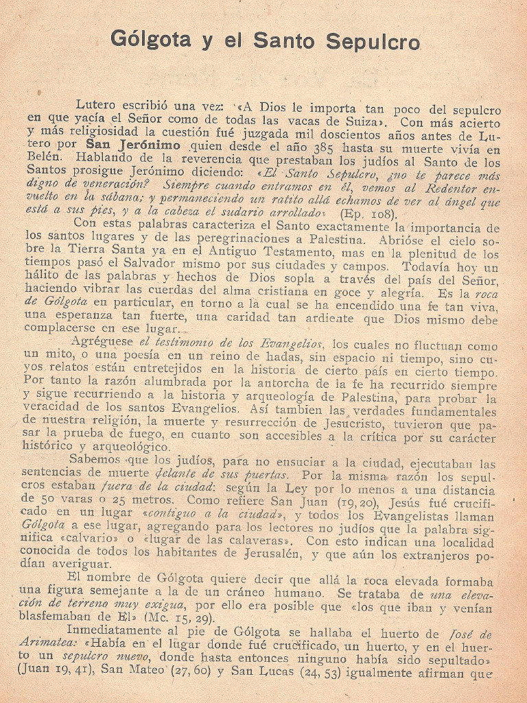Golgota y El Santo Sepulcro - Dr. Kopp | PDF