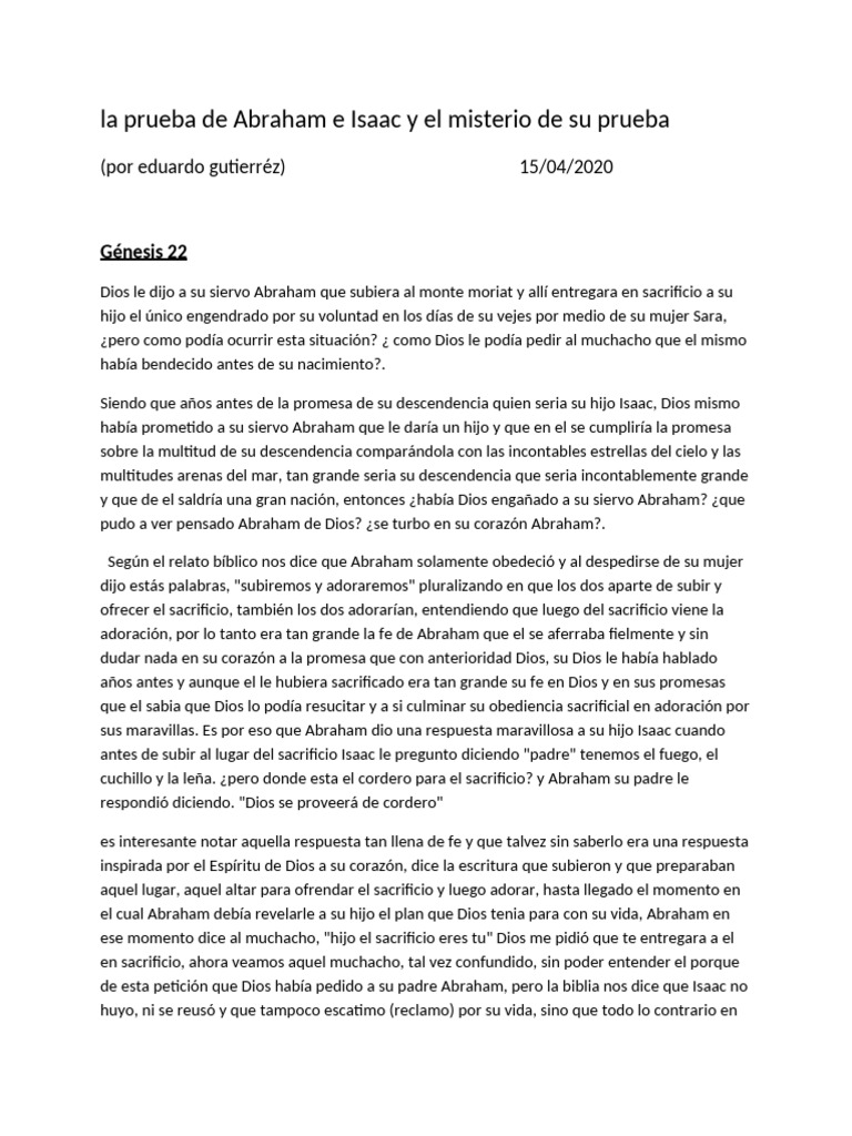 La Prueba de Abraham e Isaac y El Misterio de Su Prueba. | PDF | Abrahán | Religión y espiritualidad