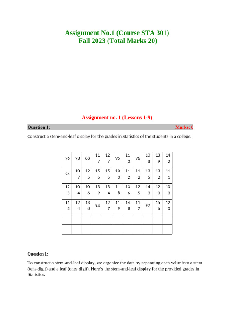 Fall 2023_STA SD | PDF