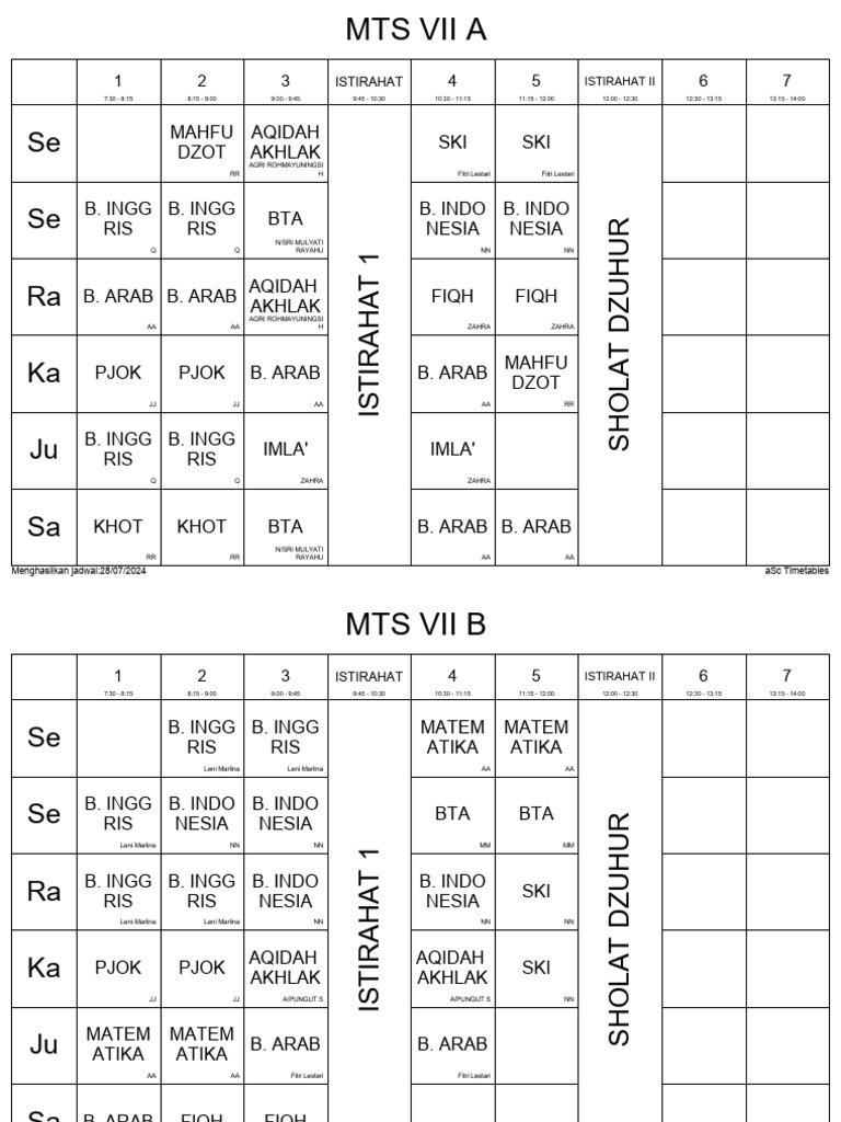 jadwal mts | PDF
