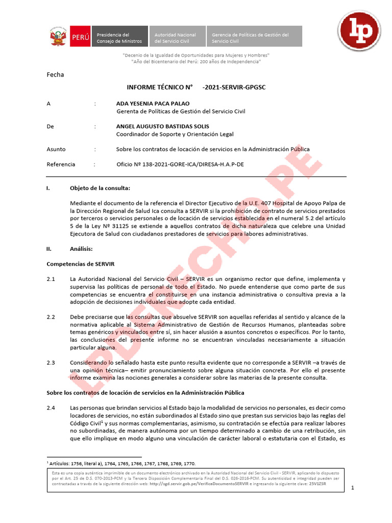 Informe-tecnico-000619-2021-GPGSC-LP Sobre CONTRATOS DE LOCACION DE ...
