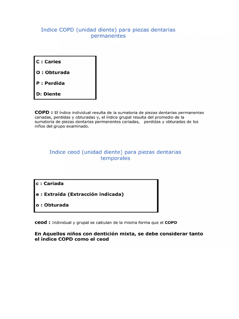 Indice COPD y Ceod | PDF