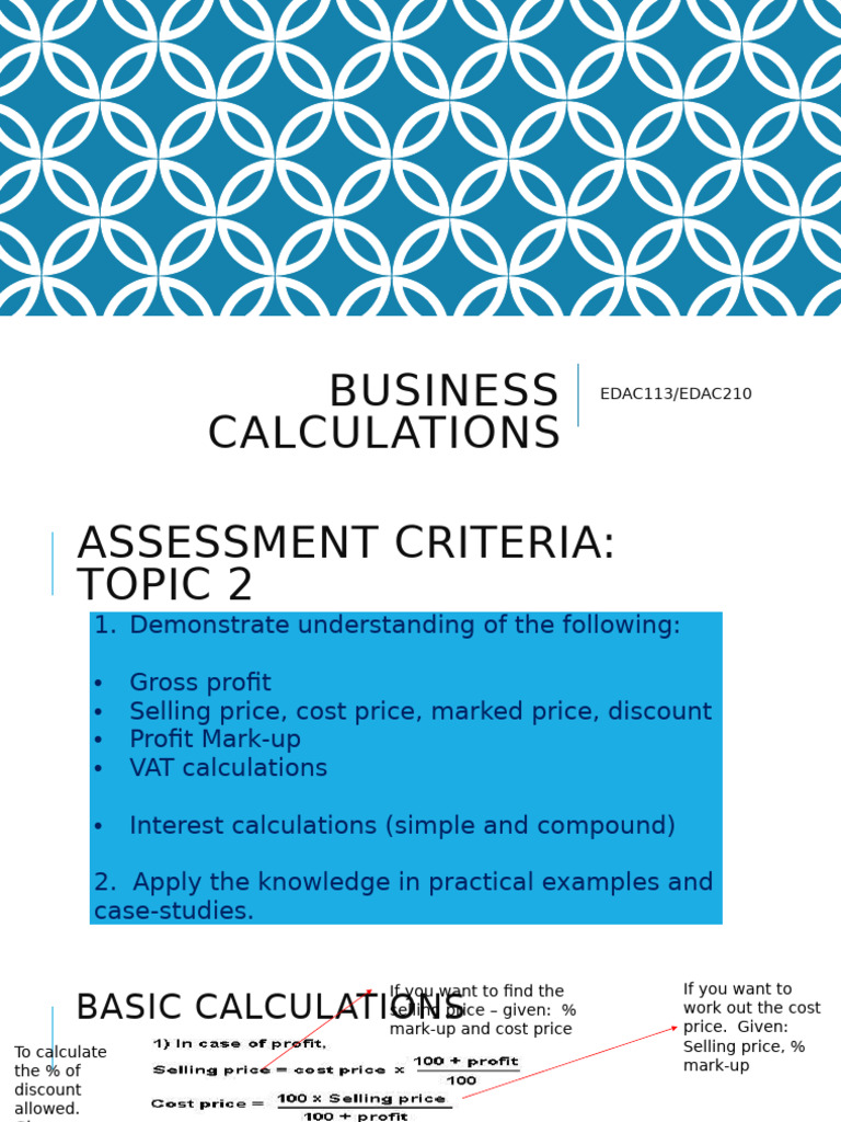 Business Calculations Lecture 2023 | PDF