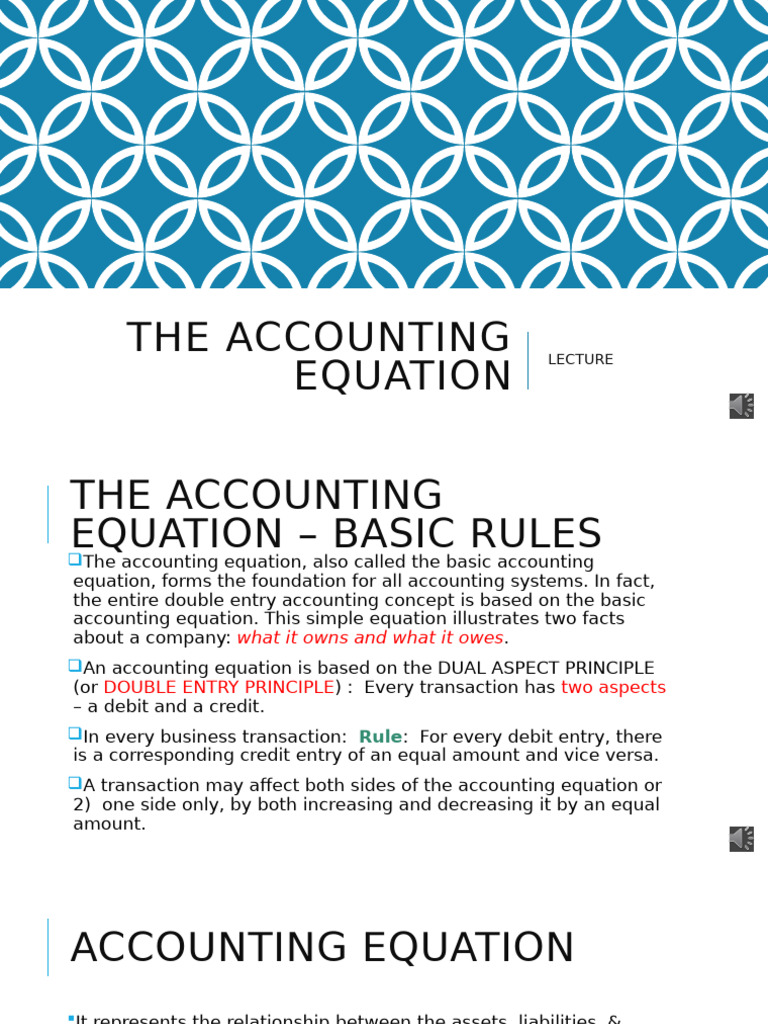 Lecture Accounting Equation Part 1 | PDF