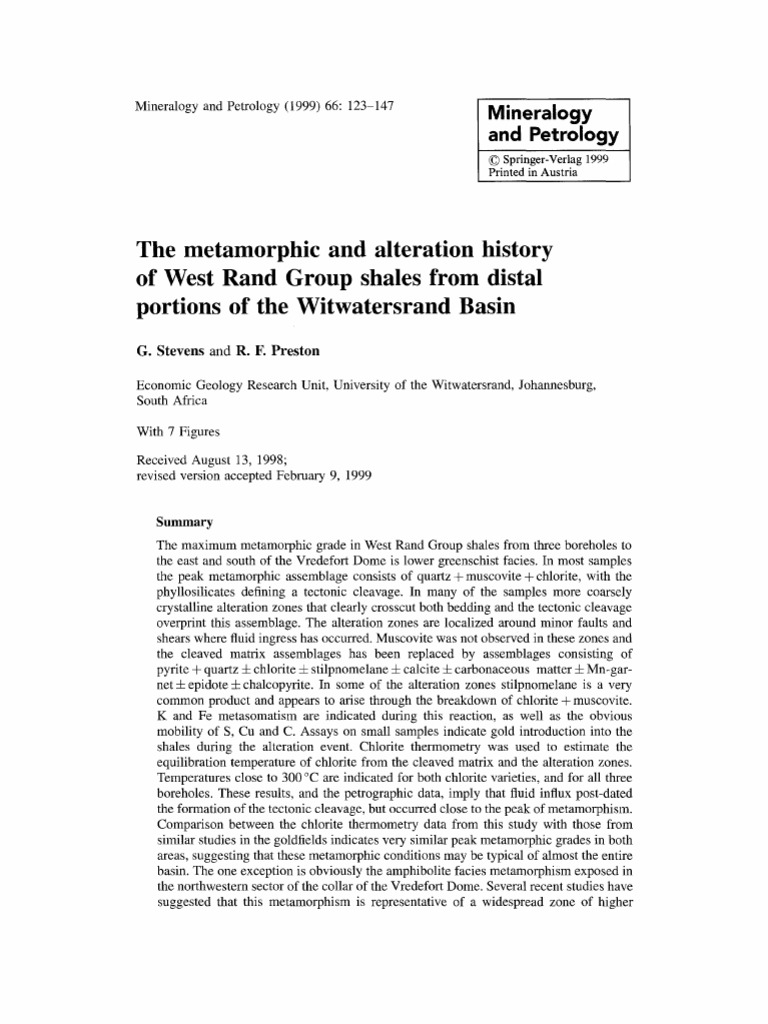 The Metamorphic and Alteration History o | PDF