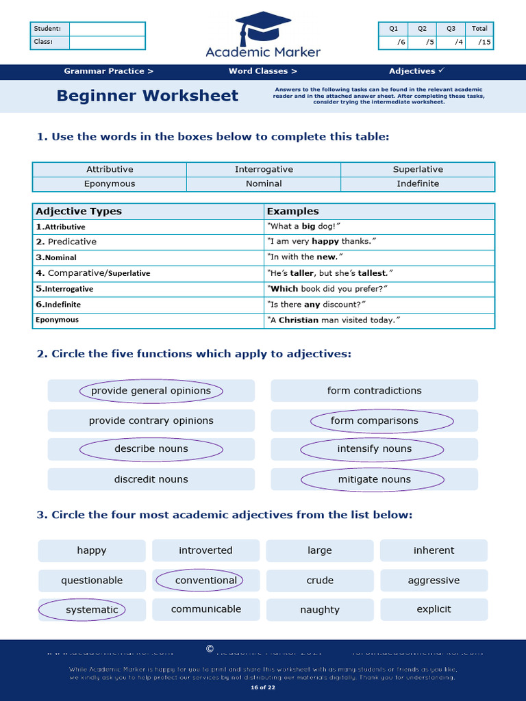 Adjectives Beginner | PDF
