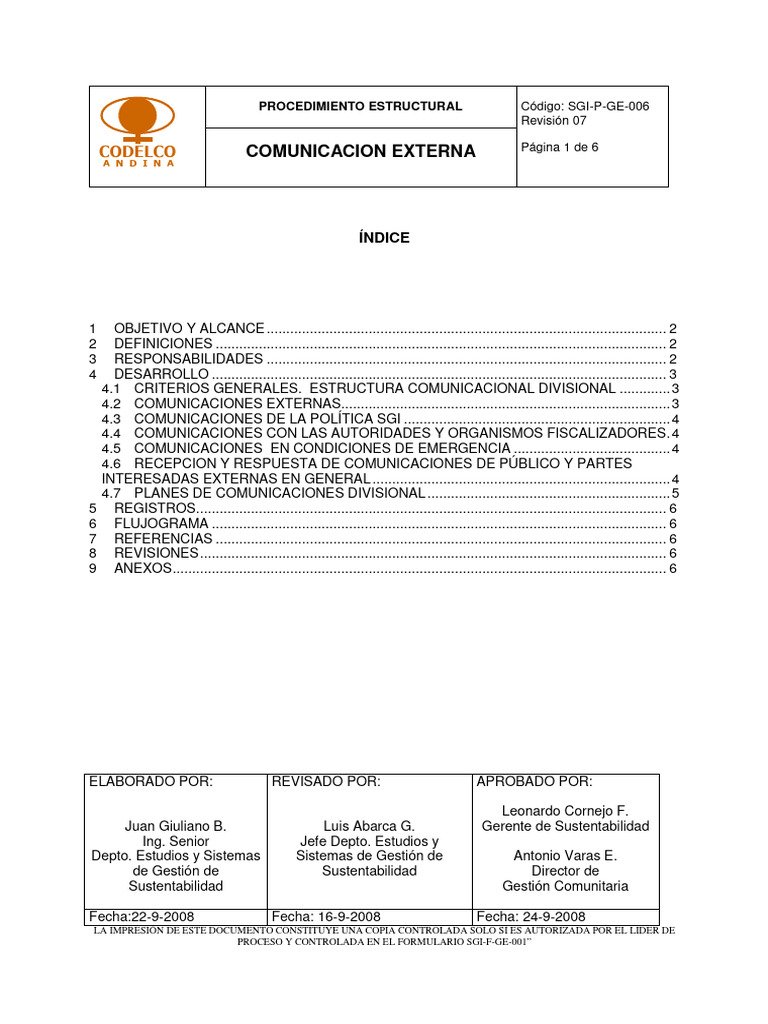 Comunicacion Externa Protocolo Codelco 2 | PDF