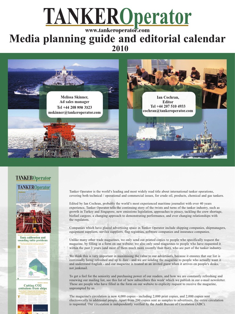 Media Planning Guide and Editorial Calendar | PDF | Oil Tanker | Magazines