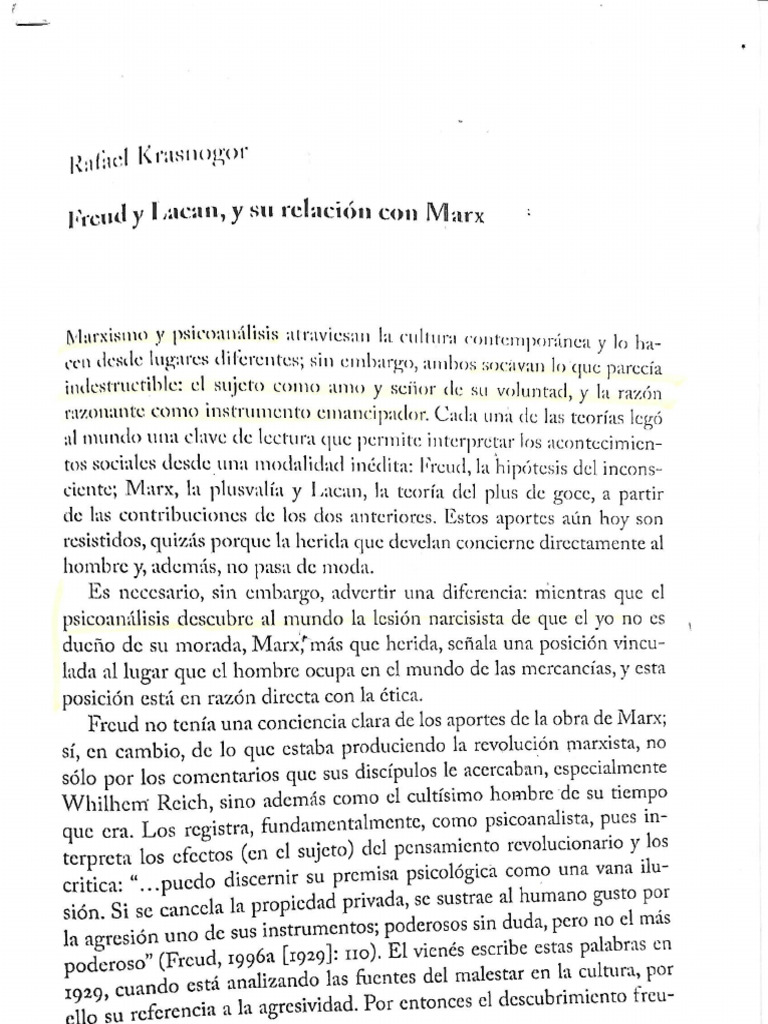 Freud y Lacan, y Su Relacion Con Marx | PDF
