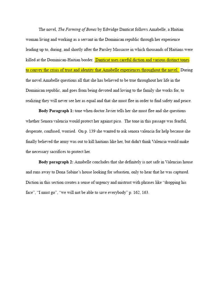 The Farming of Bones Analysis | PDF