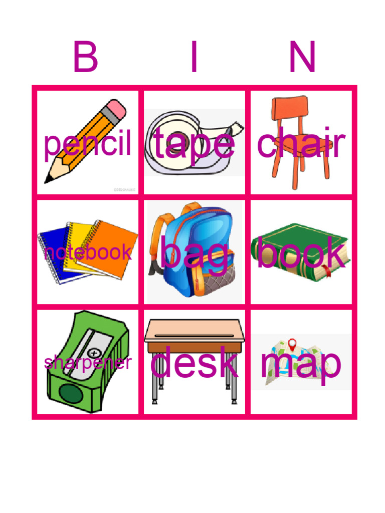 School Object Bingo | PDF