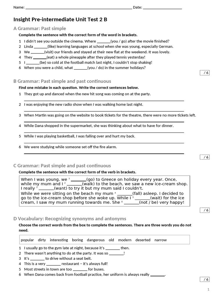 Insight Preint Unit 2b | PDF