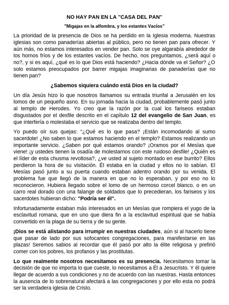 Pan Espiritual: La Ausencia en la Iglesia | PDF | Rut (figura bíblica ...