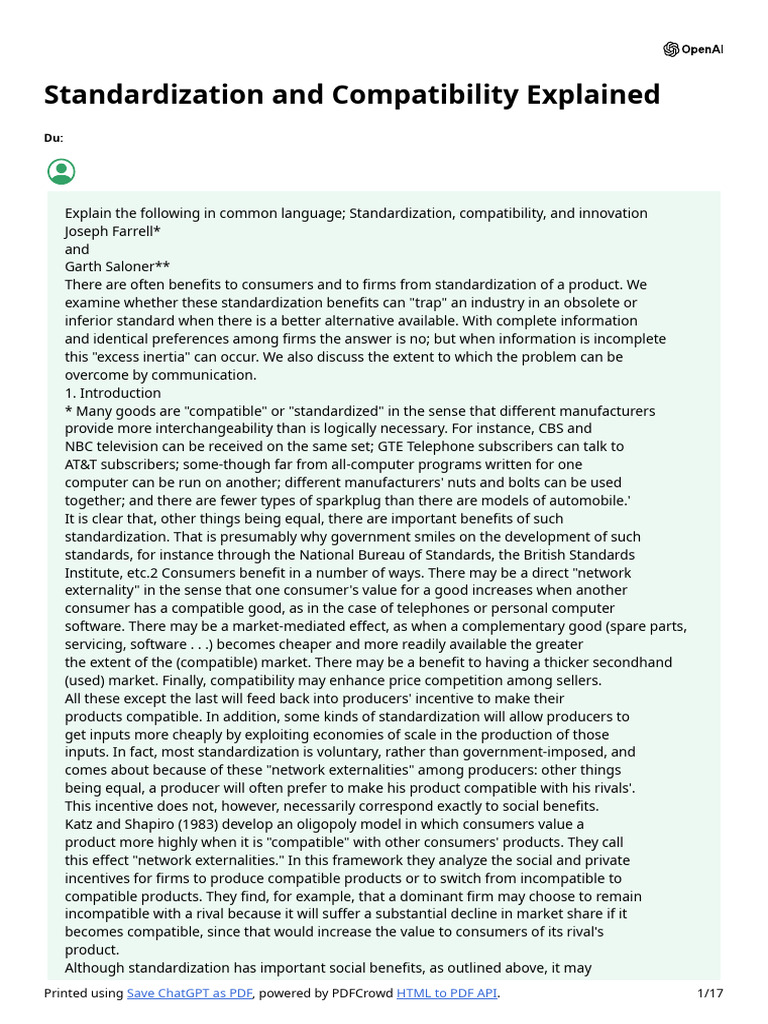 Standardization and Compatibility Explained | PDF