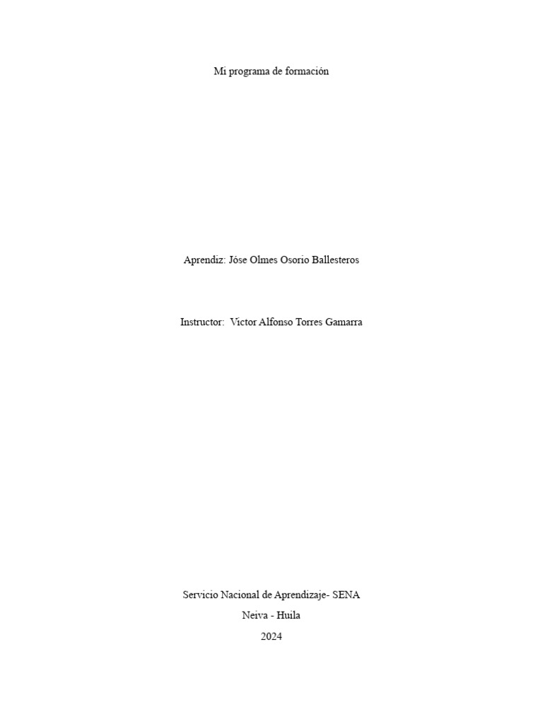Mi Programa de Formación - SENA | PDF