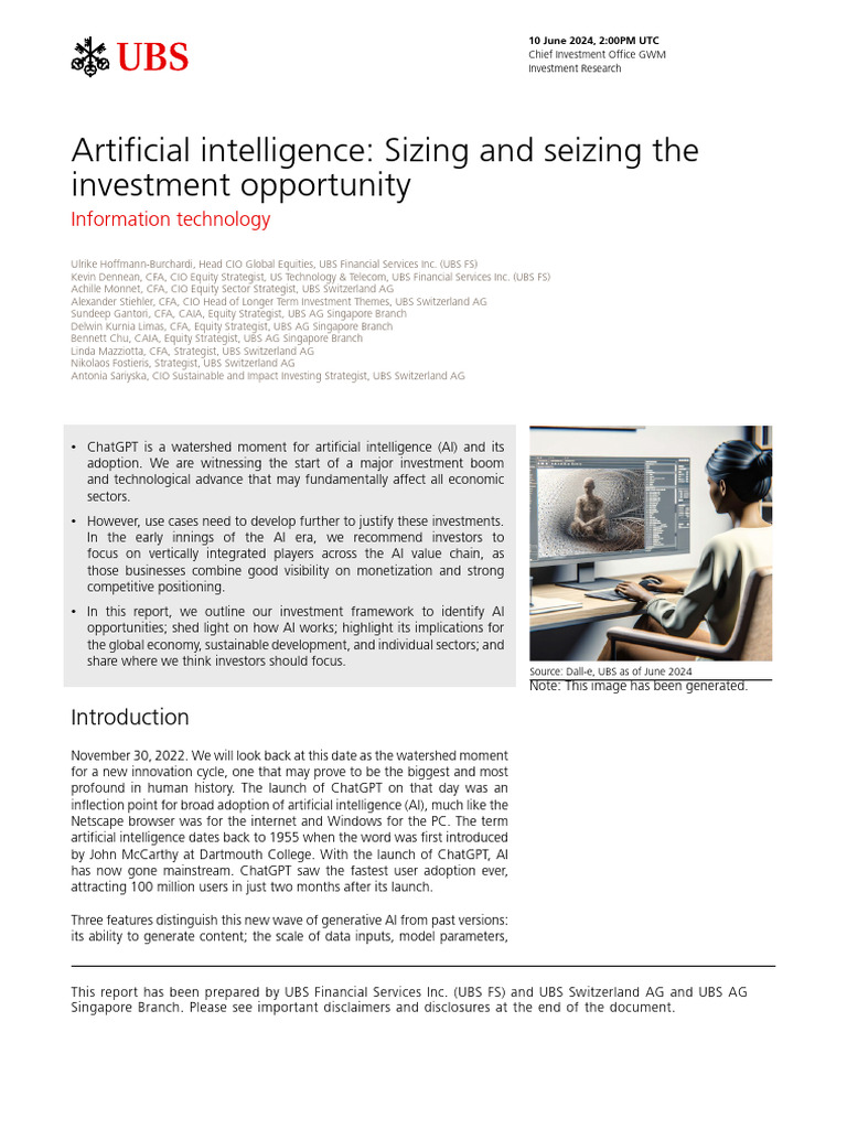 Artificial Intelligence Sizing and Seizing The Investment Opportunity | PDF Artificial Intelligence Sizing and Seizing The Investment Opportunity | PDF