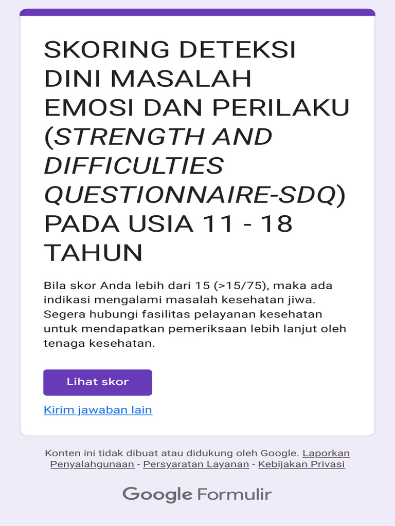 Skoring Deteksi Dini Masalah Emosi Dan Perilaku (Strength and ...