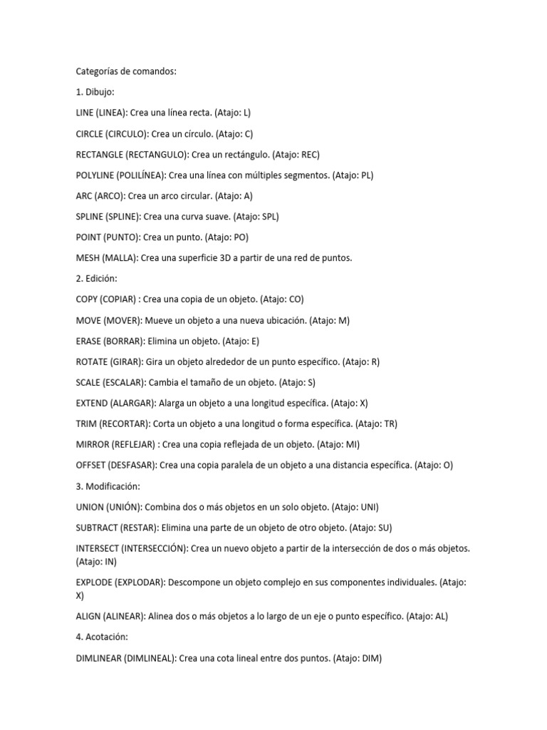 Categorías de Comandos | PDF