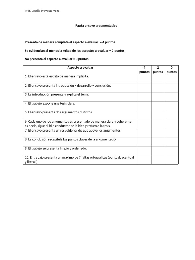 Pauta Ensayo Argumentativo 4 | PDF | Crecimiento personal y profesional ...