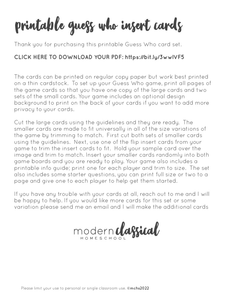 Periodic Table Guess Who - MODERN CLASSICAL HOMESCHOOL | PDF