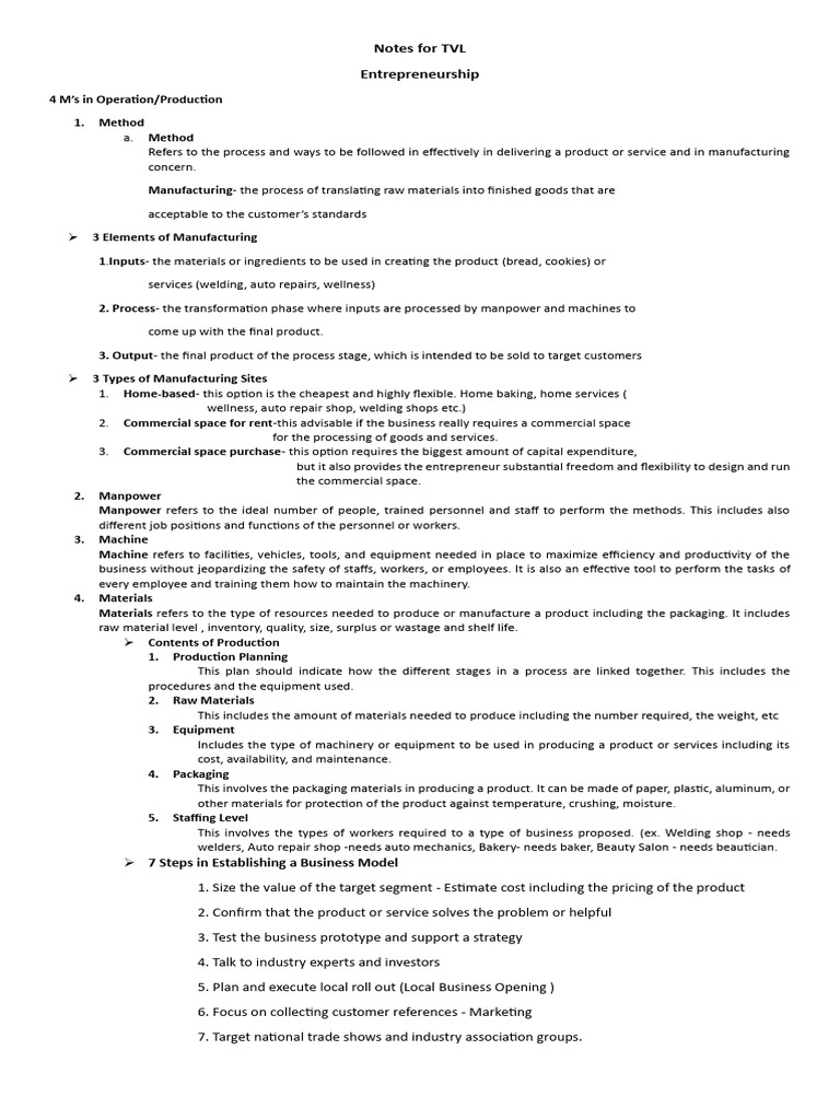 Notes For TVL | PDF