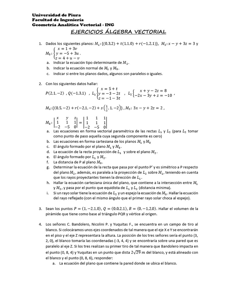 Ejercicios Algebra Vectorial P4 | PDF